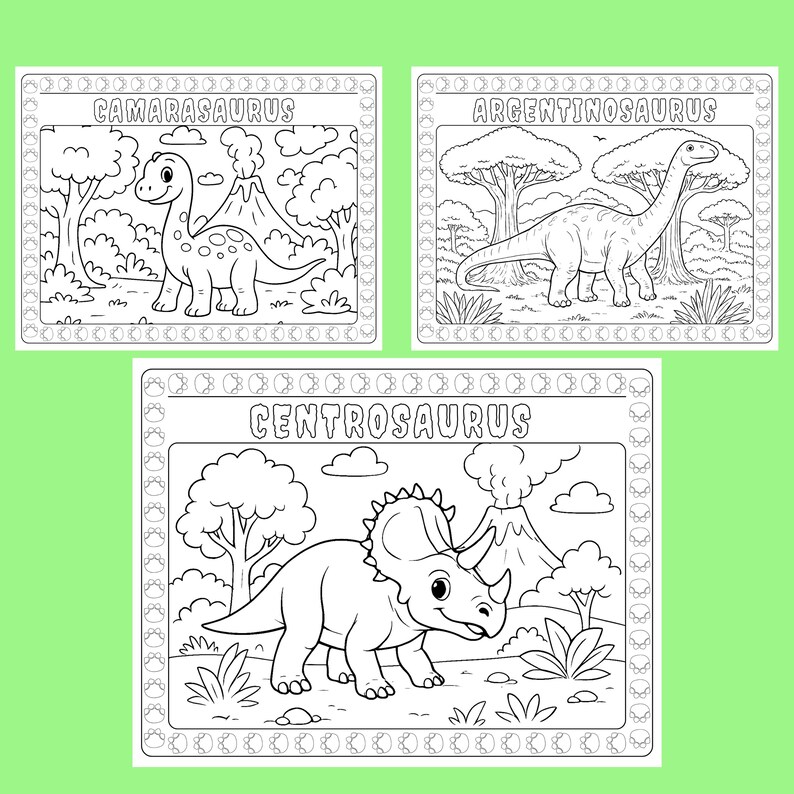 Dinosaur Coloring Pages – 100 Printable Coloring Book for Kids US ...