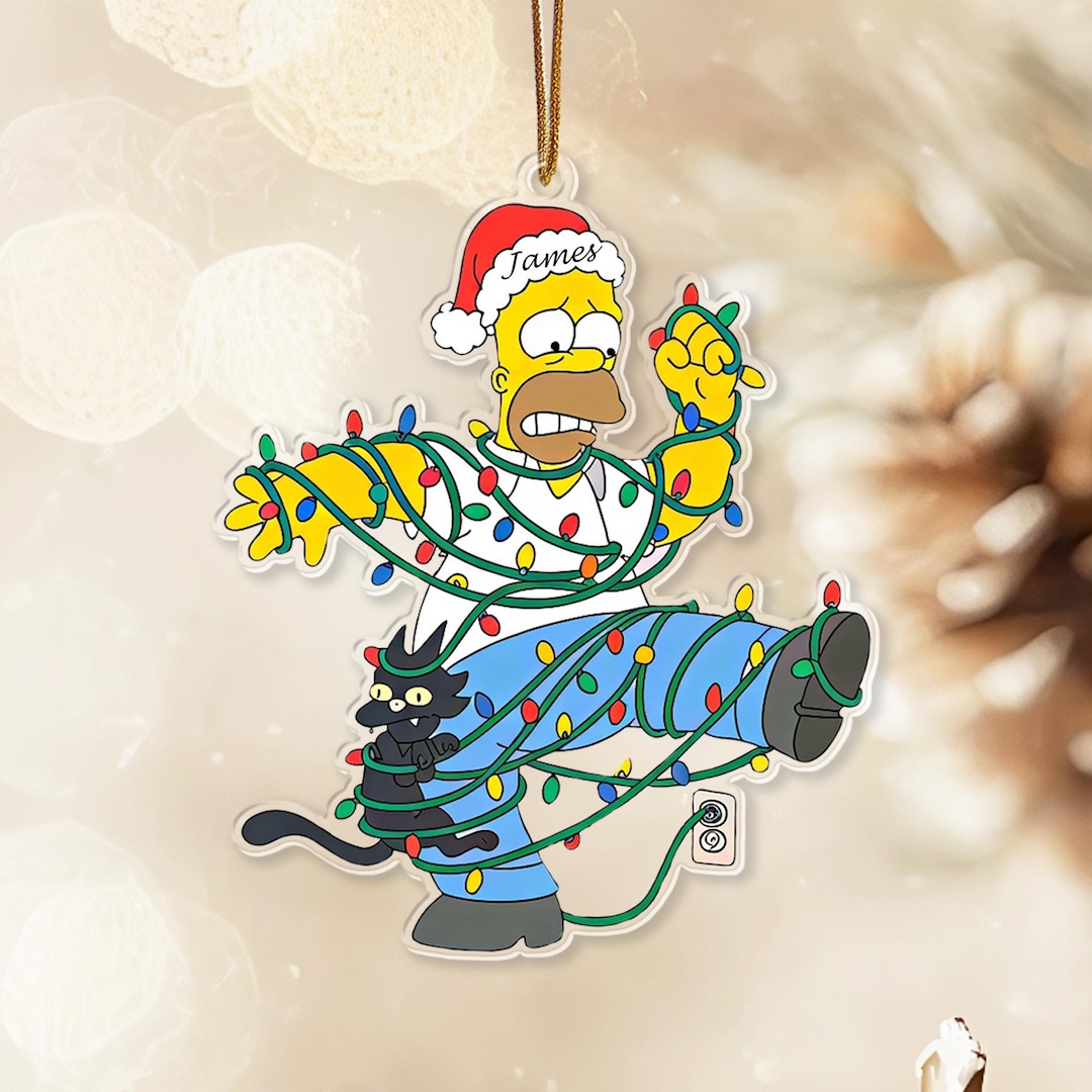 Homer Simpson Christmas Ornament, Custom Name Pendant, Acrylic Decor ...