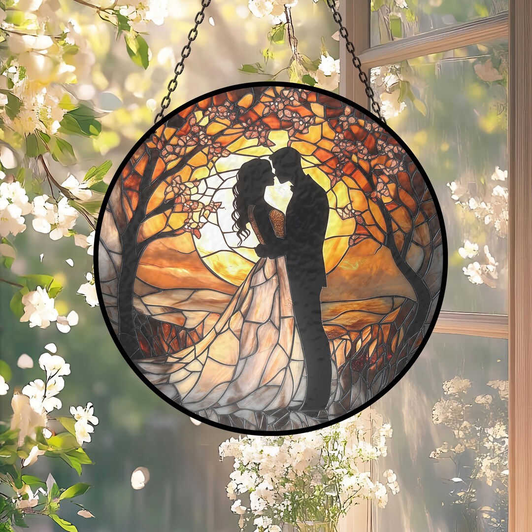 Wedding Couple Sun Catcher, Window Hanging, Cozy Home Decor, Romantic ...