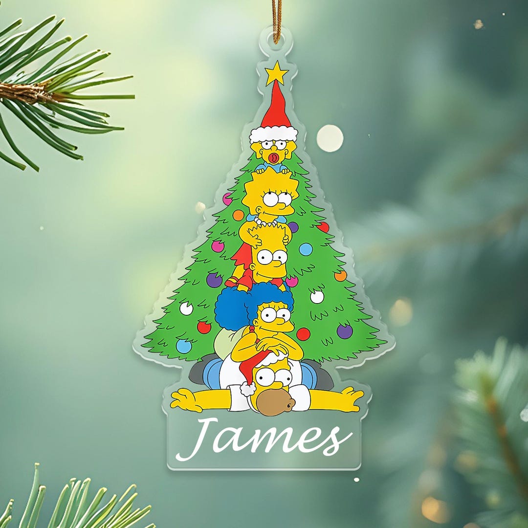 The Simpsons Christmas Tree Ornament, Custom Name Pendant, Acrylic ...