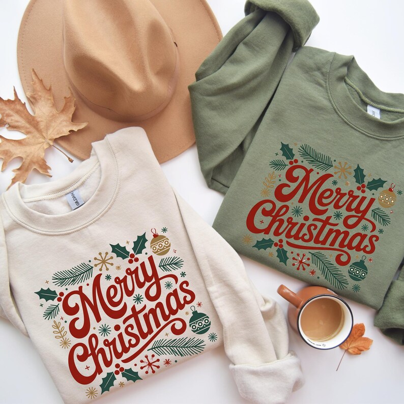 Merry Christmas Sweatshirt: Unisex Holiday Sweater, Family Outfit - Etsy
