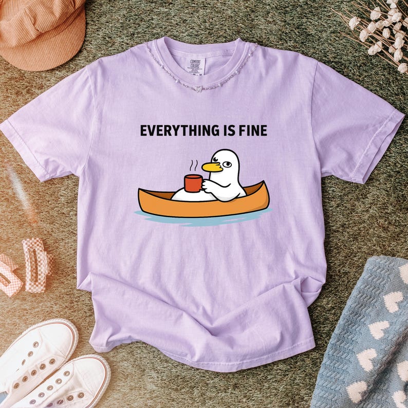 Funny Meme Shirt – Everything is Fine Duck T Shirt, Relatable Humor Tee ...