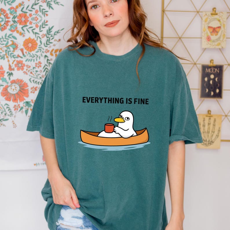 Funny Meme Shirt – Everything is Fine Duck T Shirt, Relatable Humor Tee ...