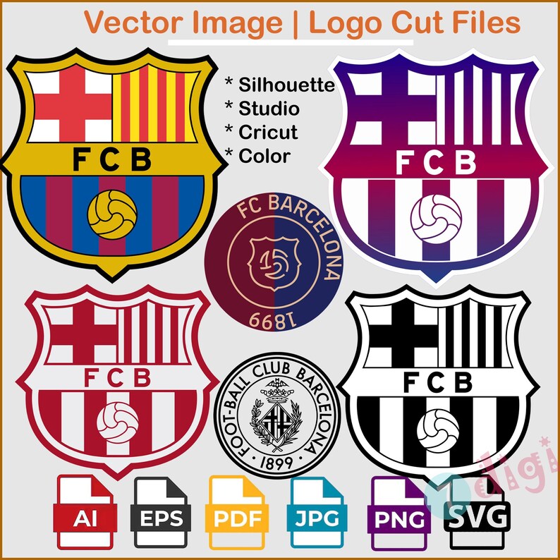 FC Barcelona Logo Svg-eps-pdf-png-jpg-ai Color Black-white Red Negative ...
