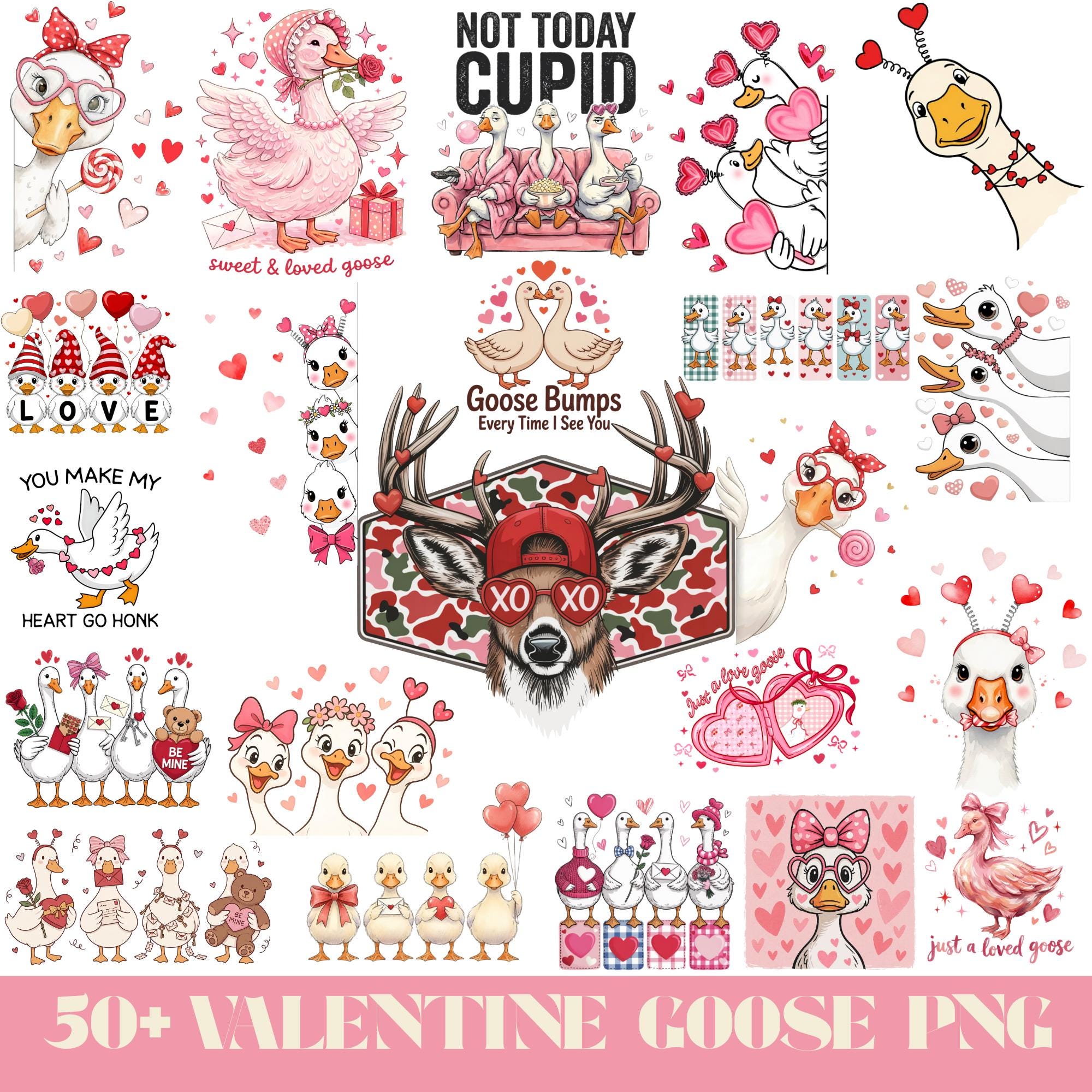 50+ Valentine Goose Png Bundle, Cute Goose Png Design for Valentine Day ...