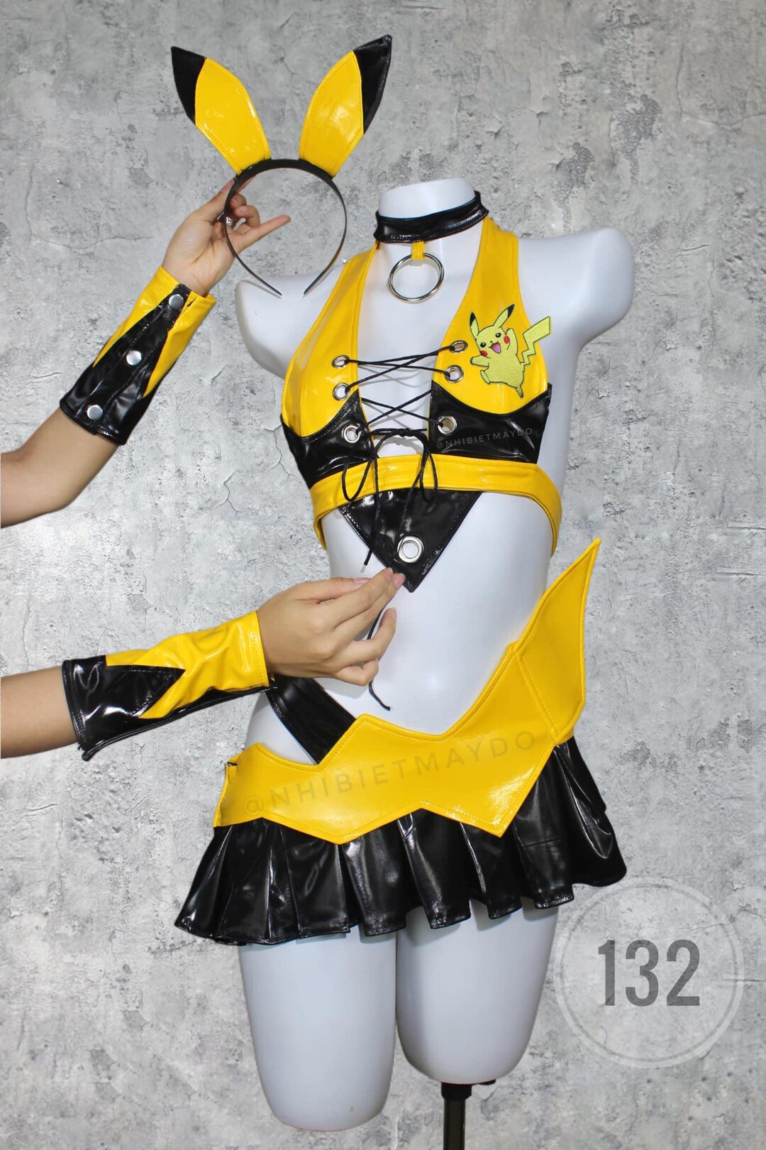 Yellow Pikachu Rave Outfit: Faux Leather Festival Costume Set - Etsy