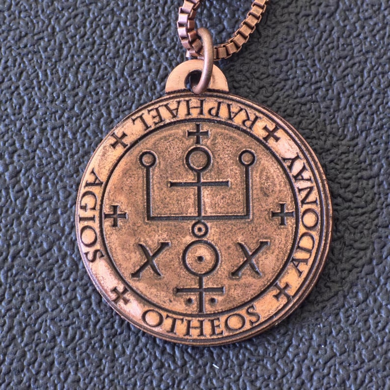 Archangel Raphael Copper Pendant – Healing and Health Seal Medal – Hand ...