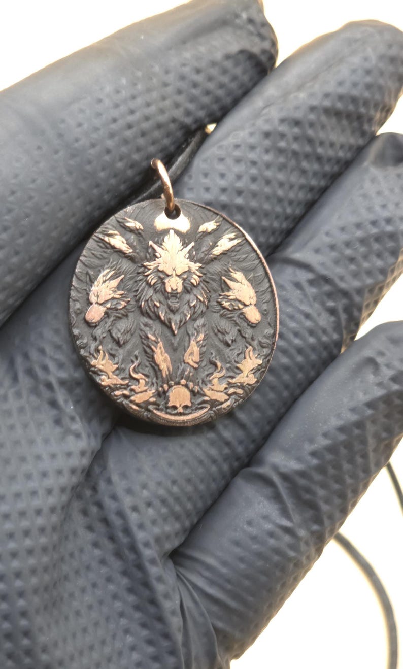 Wild Triad - Three Wolf and Skull Pendant, Wolf Necklace - Etsy