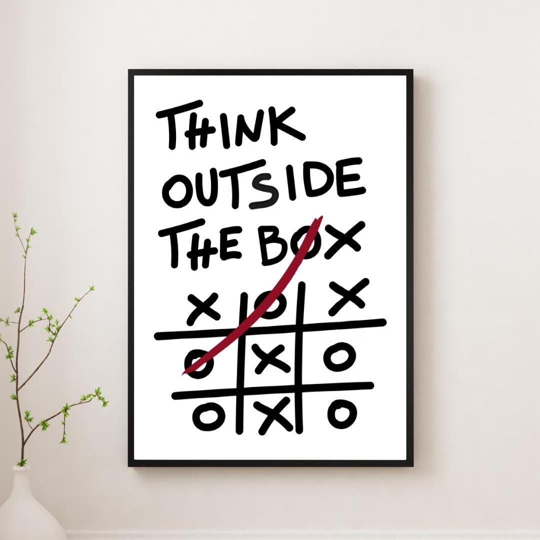 Think Outside the Box - Tic-tac-toe Twist Matte Paper Wooden Framed ...