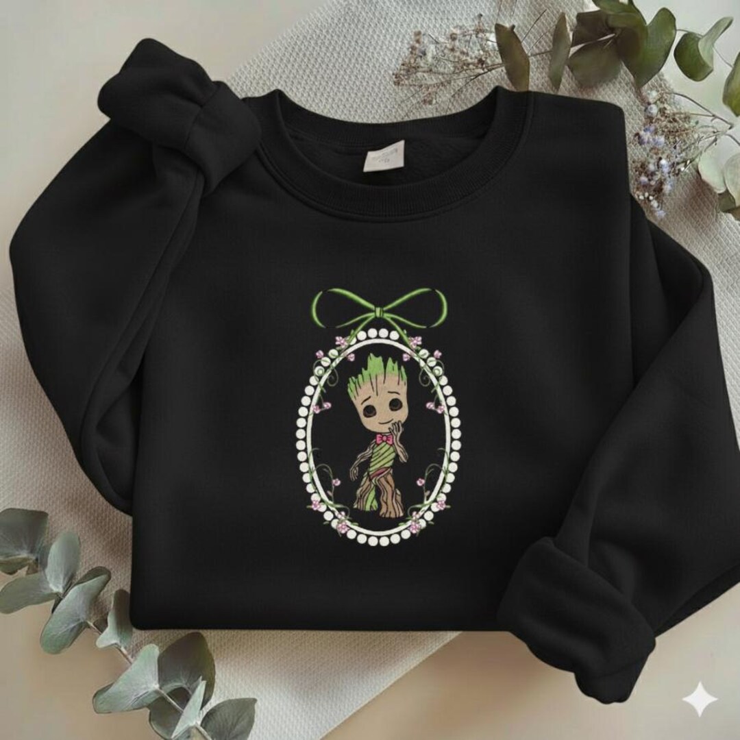 Embroidered Baby Groot Sweatshirt, Cute Guardians of Galaxy Crewneck ...