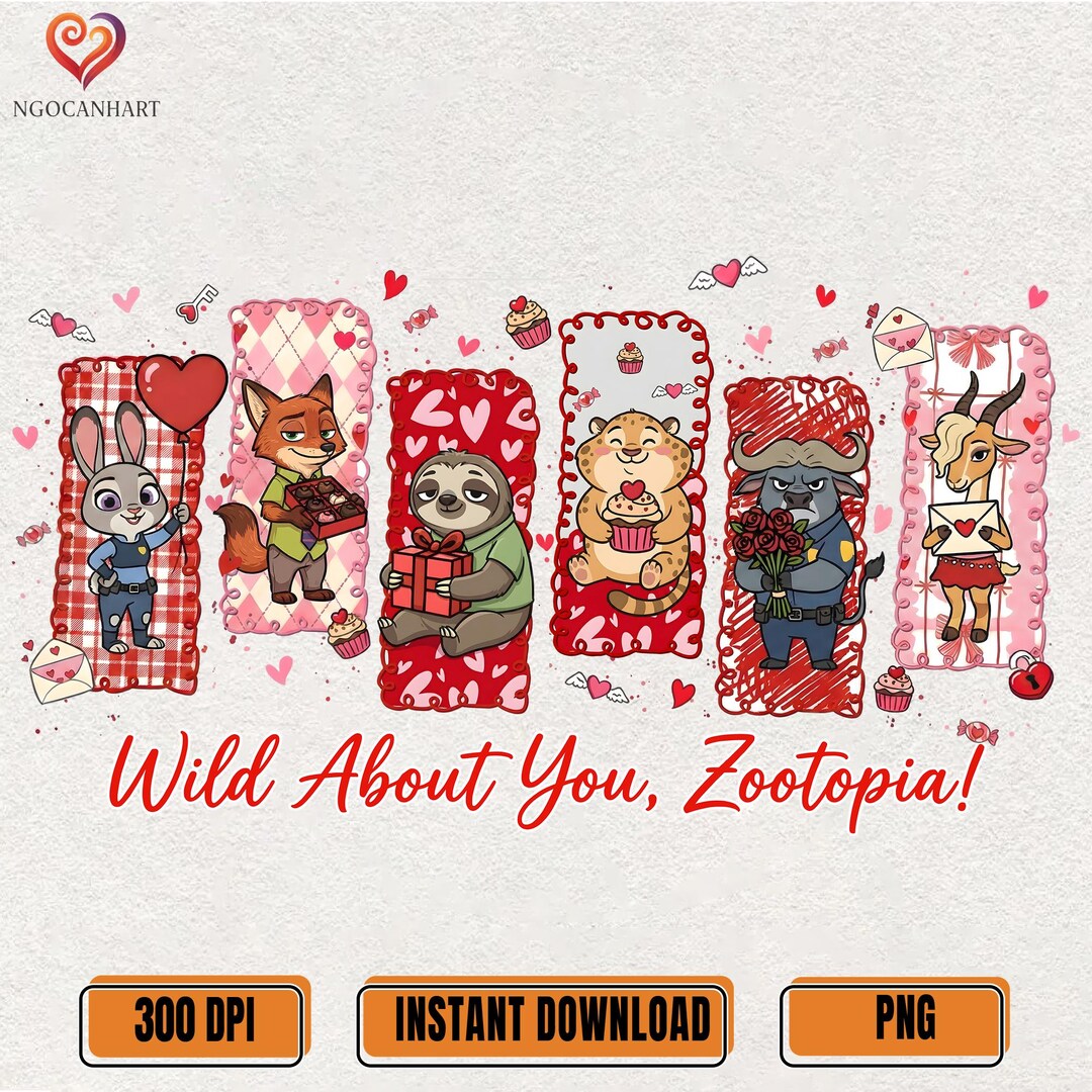 Zootopia Valentine PNG, Cute Animal Characters Love PNG, Wild About You ...
