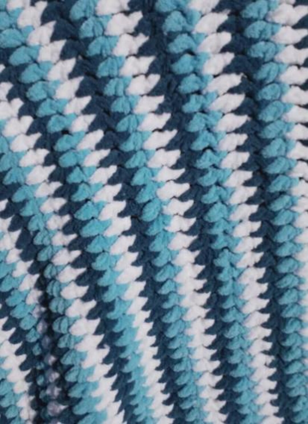 Chunky Crochet Blue & White Chenille Throw - Etsy