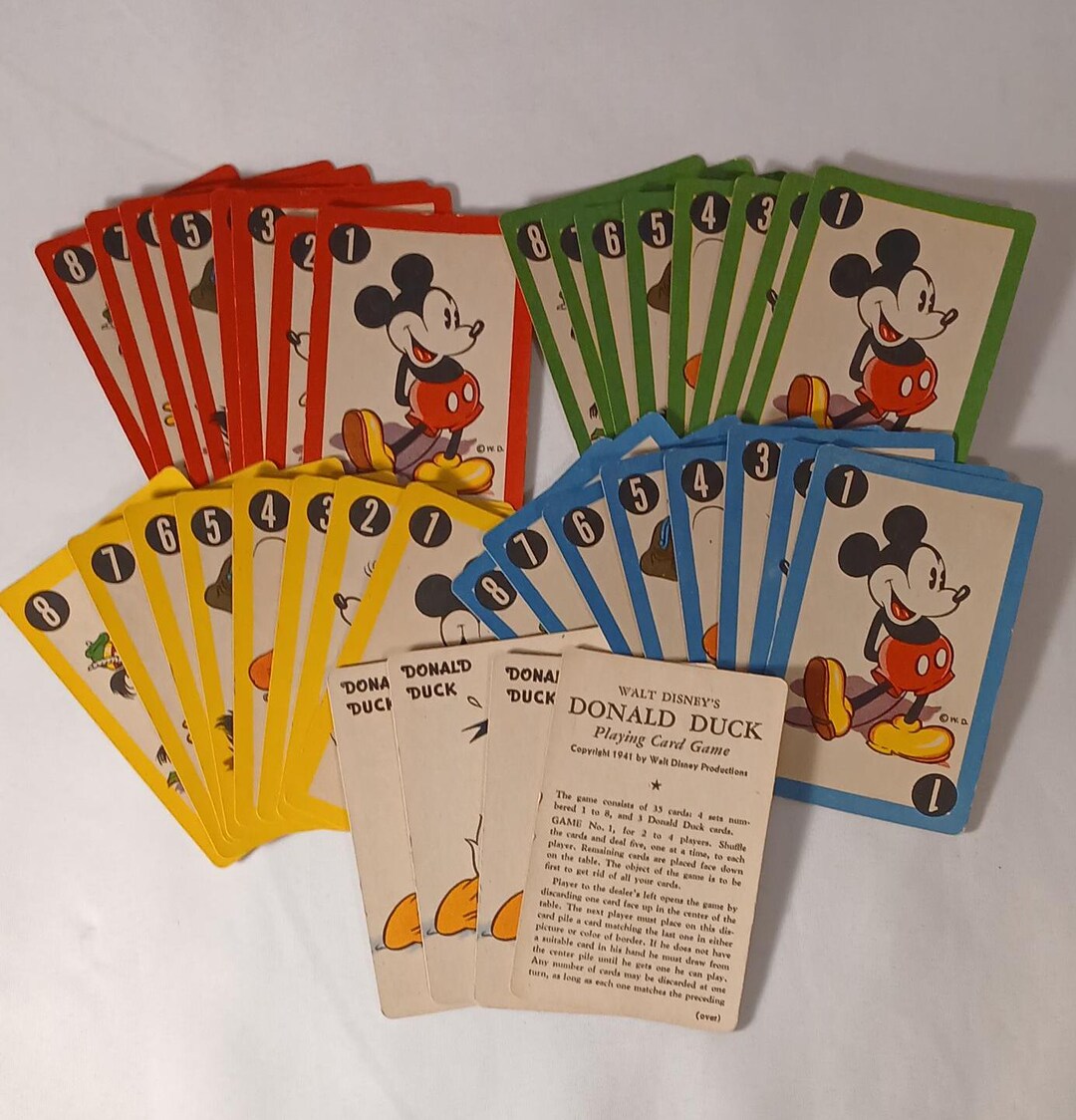 EXTREMELY RARE - Disney Donald Duck Card Game, Complete, Whitman, 1941 ...