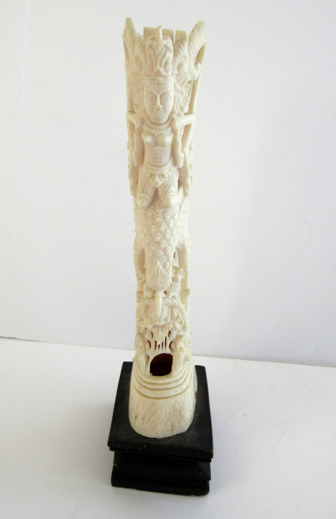 Carved Bone Bali Hindu Goddess Figurine Bird on Totem - Etsy