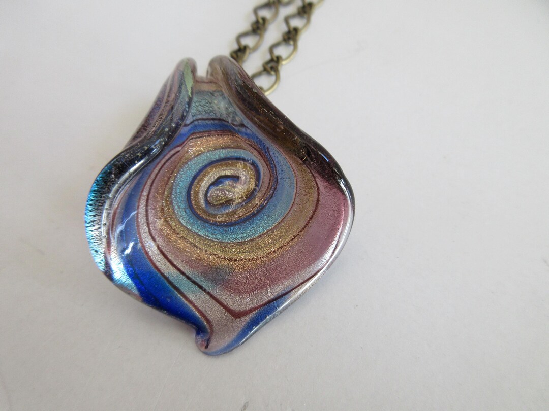 Art Glass Shell Pendant Dichroic Copper Swirl - Etsy