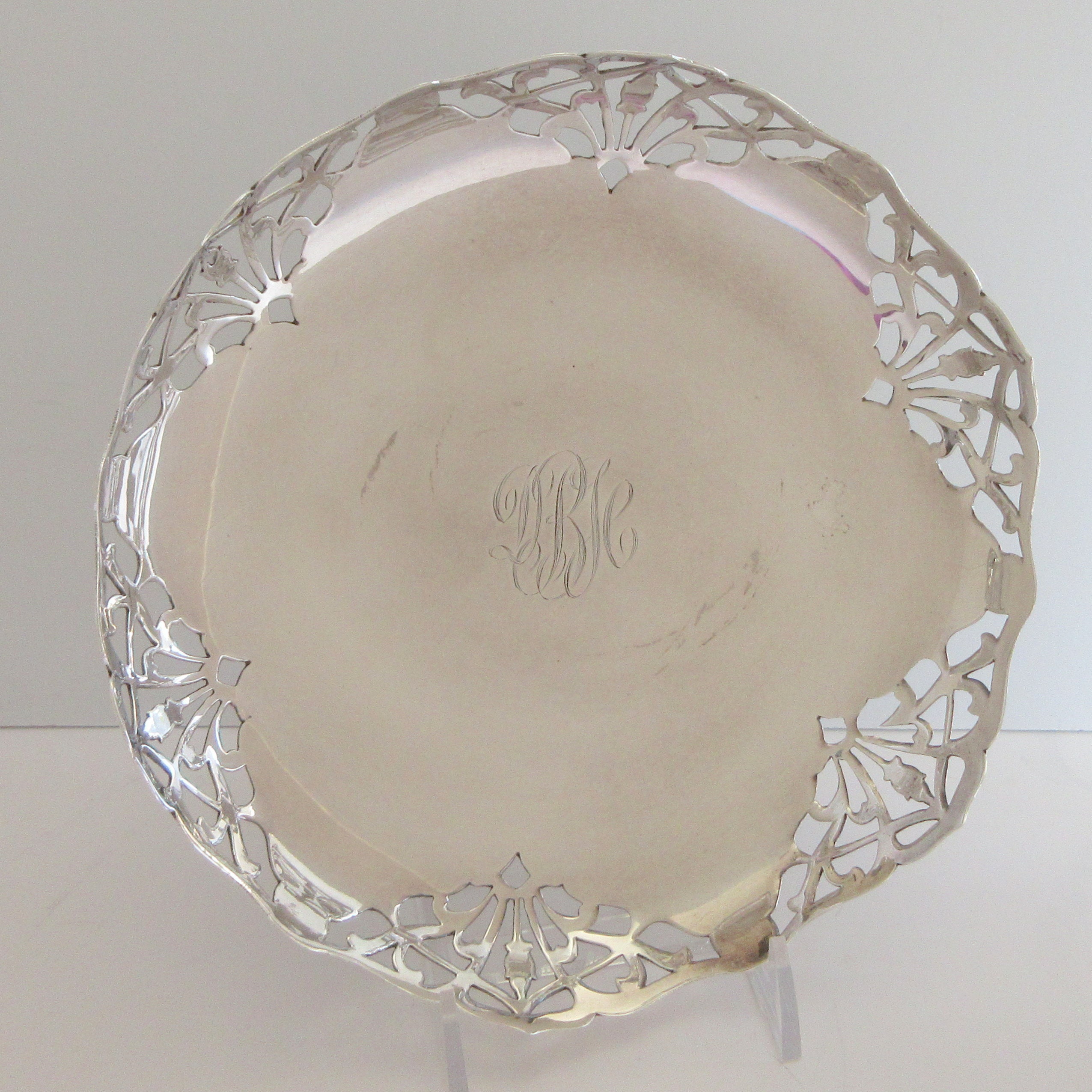 Antique Barbour Silver Co. Pierced Footed Bowl With DBH Monogram ...
