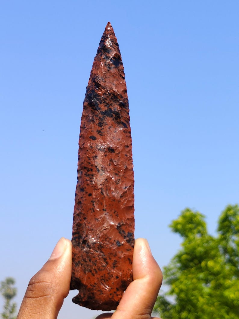 Mahogany Obsidian Arrowhead | Hand Knapped Stone Arrowhead | 3–6 Inch Natural Volcanic Glass ...