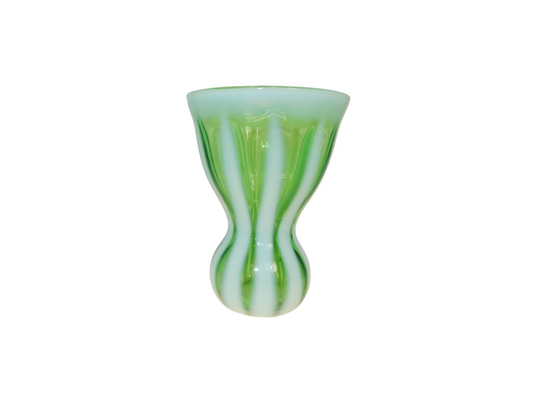 Extremely Rare Fenton New World Lime Green Opalescent Rib Optic Wine ...