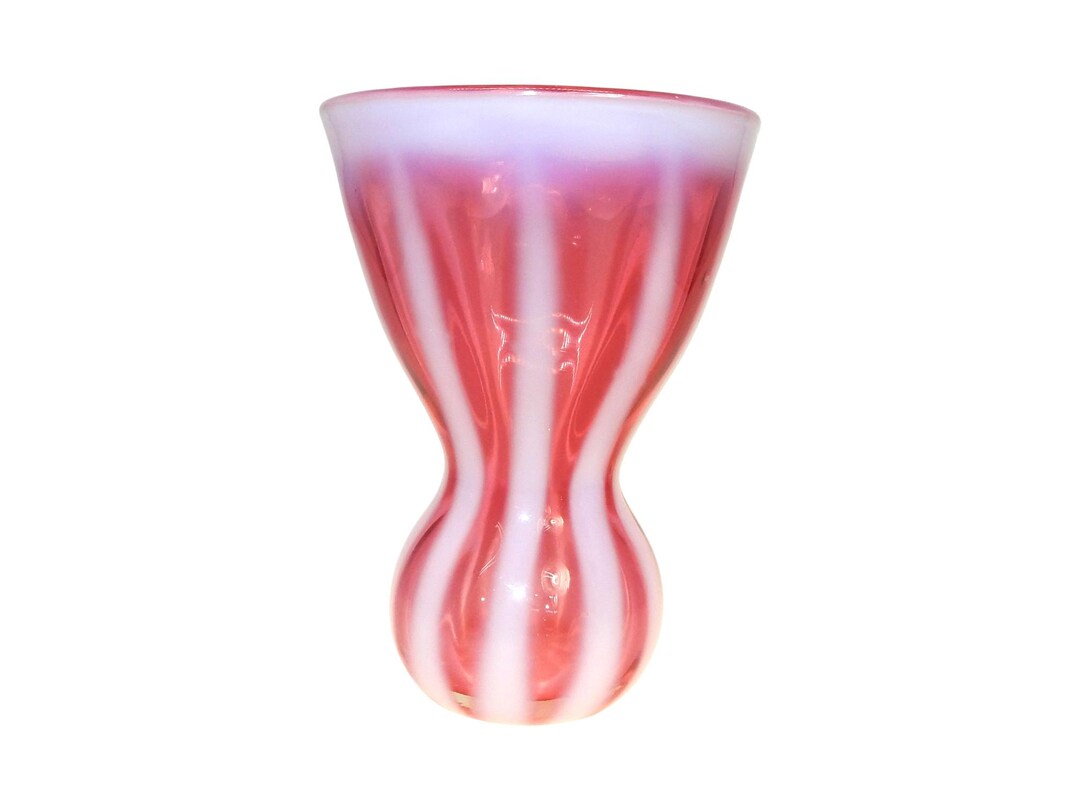 VERY RARE Vintage Fenton New World Cranberry Opalescent Rib Optic Wine ...
