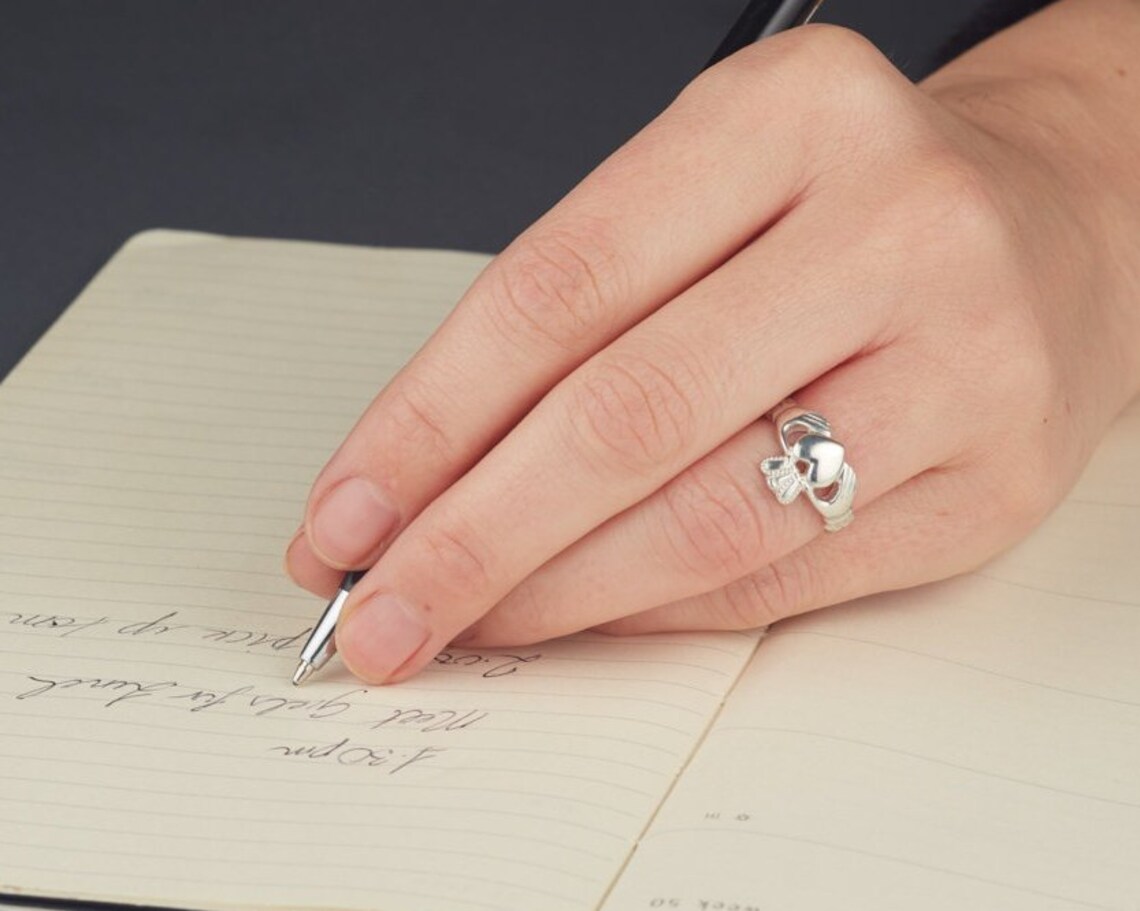 Claddagh Ring With Hand Engraved Celtic Design | Etsy