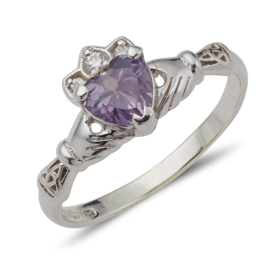Aoine Birthstone Claddagh Ring in Sterling Silver 6mm - Etsy