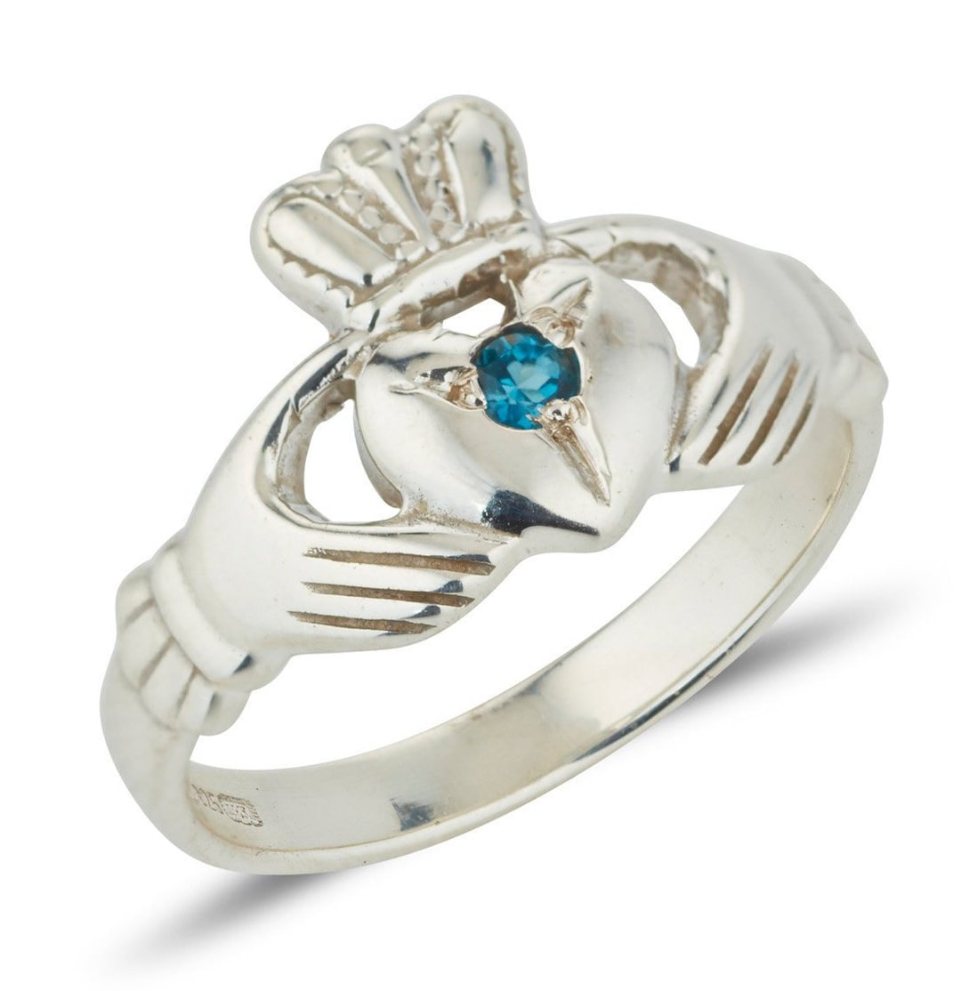 Gemstone Claddagh in Sterling Silver - Etsy