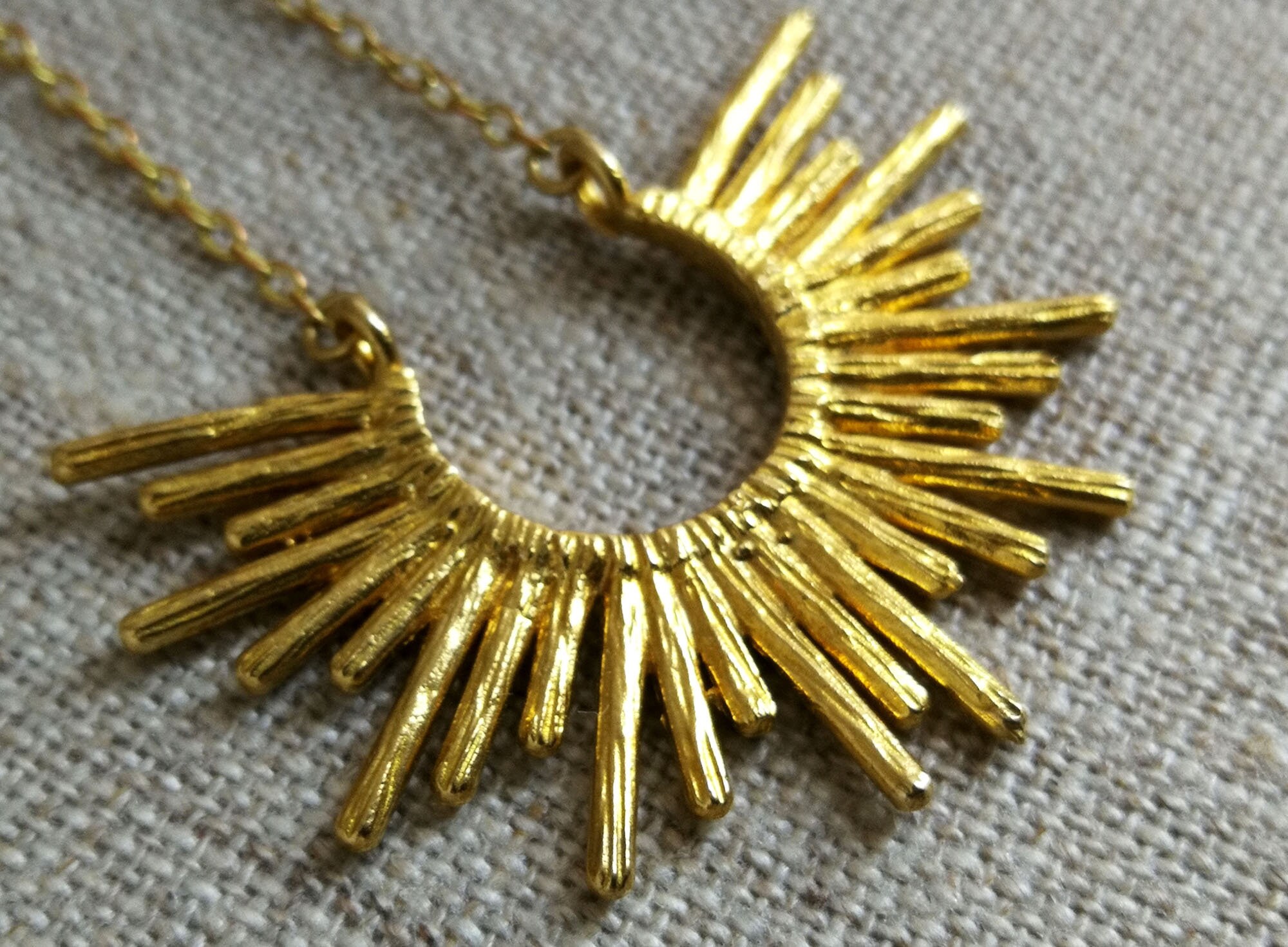 Brass Sun Necklace. Geometric Sun Pendant. Brass Sunburst - Etsy