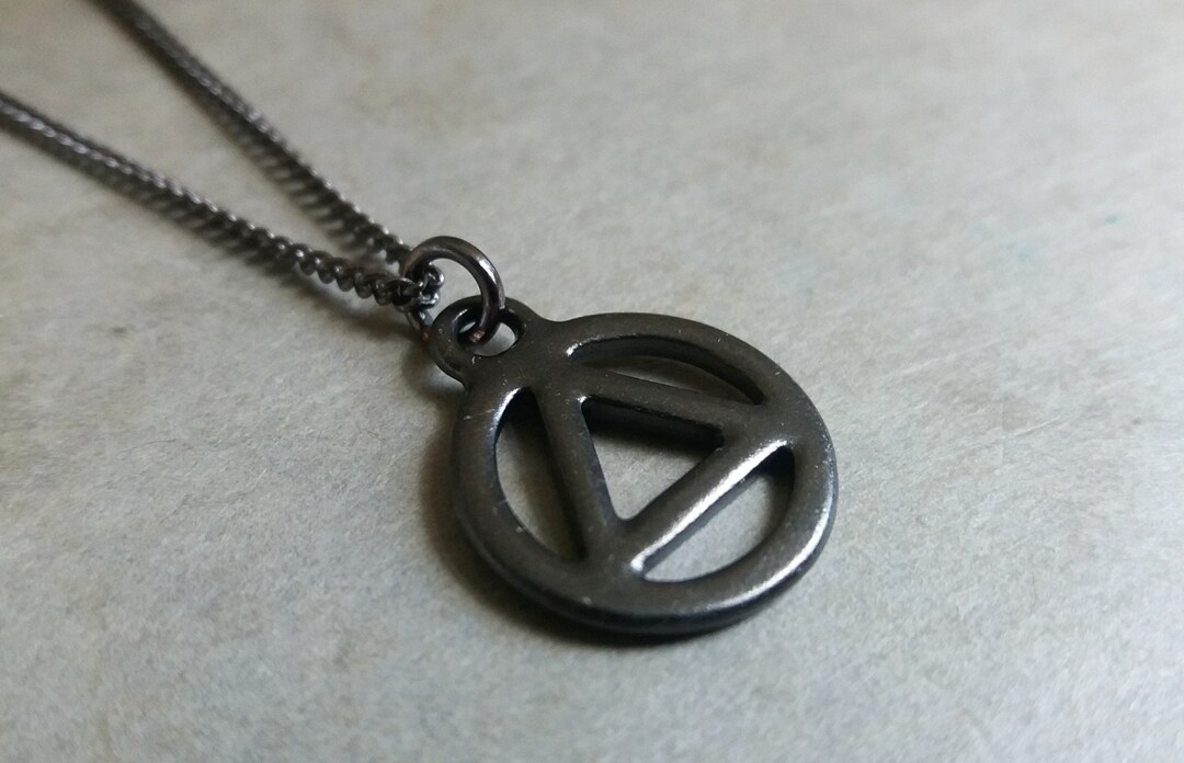 Black Recovery Necklace. AA Recovery Unity Symbol. AA Unity. Sobriety ...