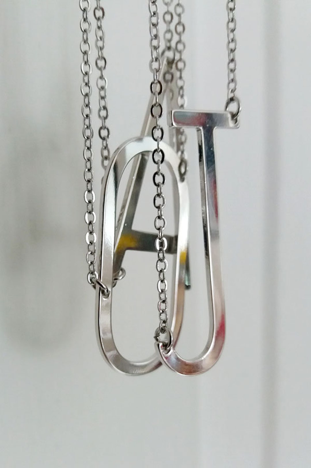 Sleek Upper Case Initial Necklace. Silver Initial Necklace. Silver ...