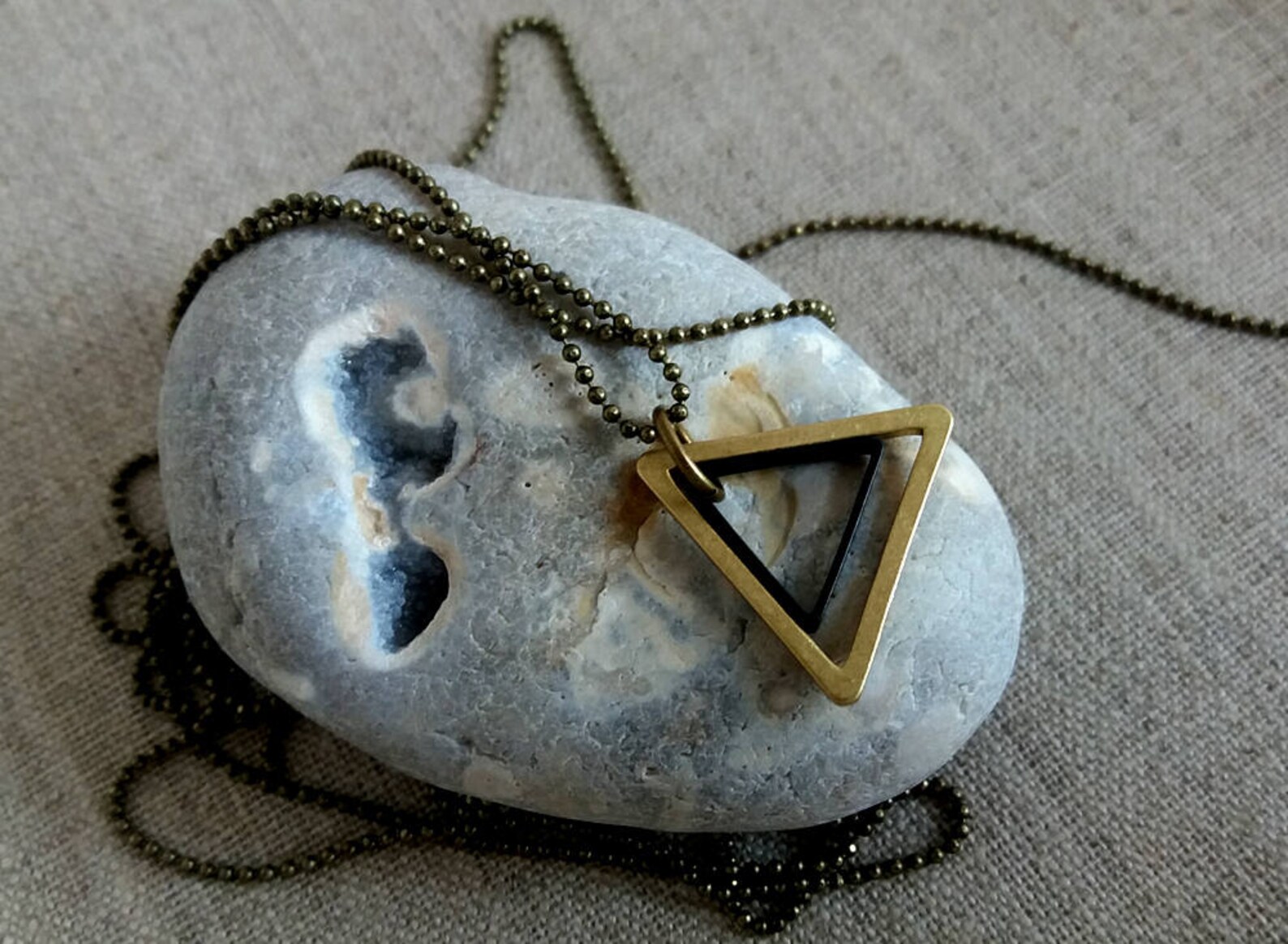 Brass Triangle Necklace. Double Triangle Necklace. Unisex - Etsy