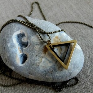 Brass Triangle Necklace. Double Triangle Necklace. Unisex Necklace ...