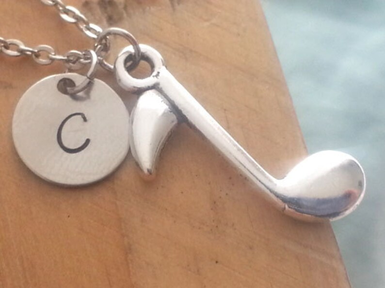 Silver Music Note Necklace. Initial Necklace. Music Note. | Etsy