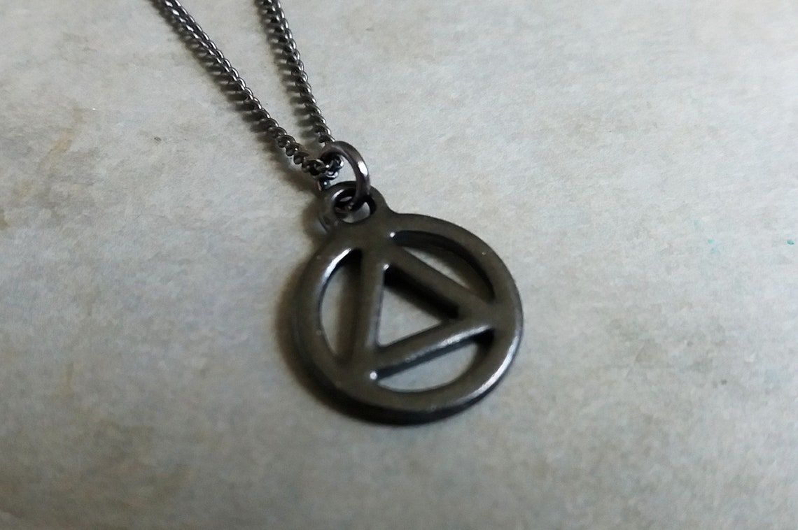 Black Recovery Necklace. AA Recovery Unity Symbol. AA Unity. | Etsy