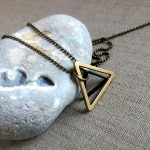 Brass Triangle Necklace. Double Triangle Necklace. Unisex Necklace ...