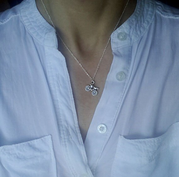 Silver Bike Necklace. Silver Bicycle Necklace. Tiny Bicycle. | Etsy