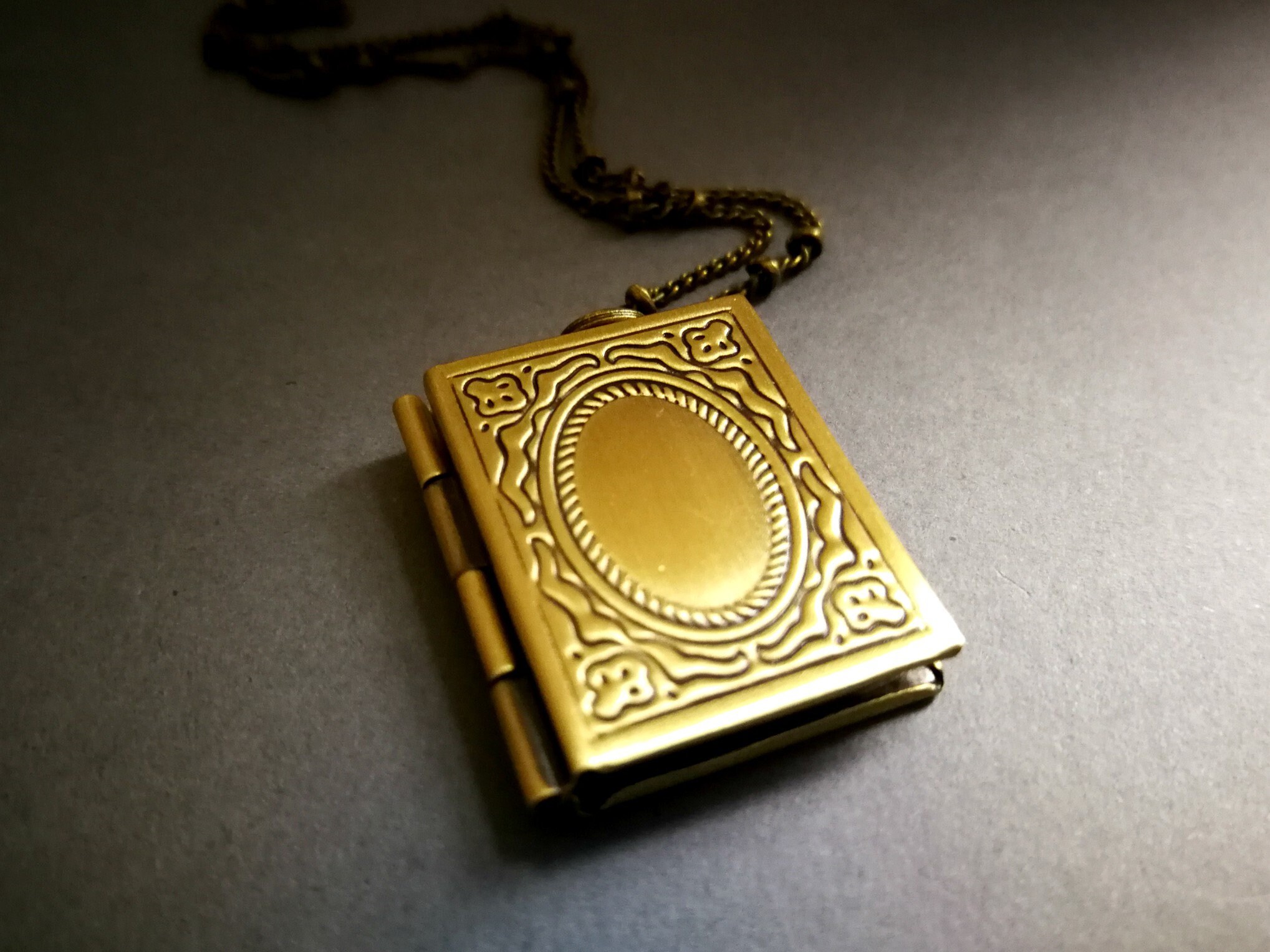 Vintage Book Locket Necklace. Small Book Locket. Antique Gold | Etsy