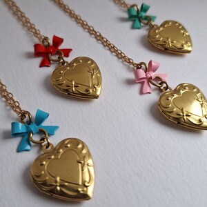 Vintage Heart Locket, Bow Locket, Art Nouveau Locket, Bohemian Heart ...