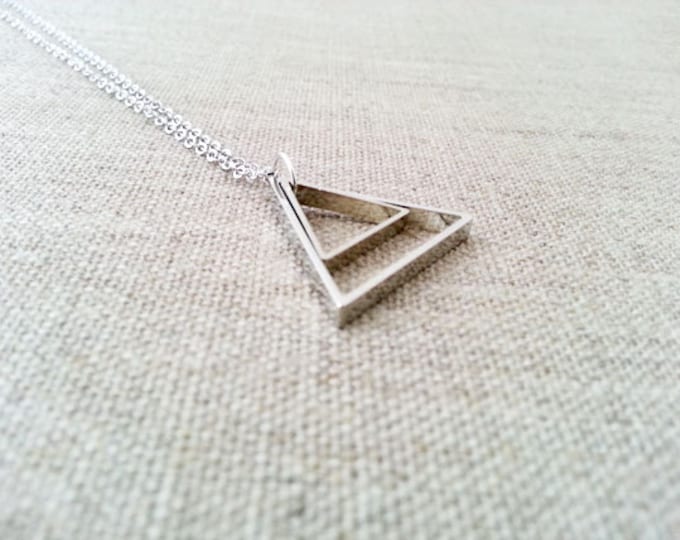 Double Triangle Necklace. Geometric Necklace. Triangle - Etsy