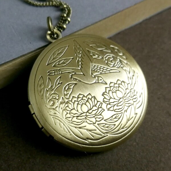 Bird Locket Necklace - Etsy