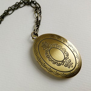 Vintage Oval Locket Necklace. Oval Brass Locket. Large Locket Necklace ...