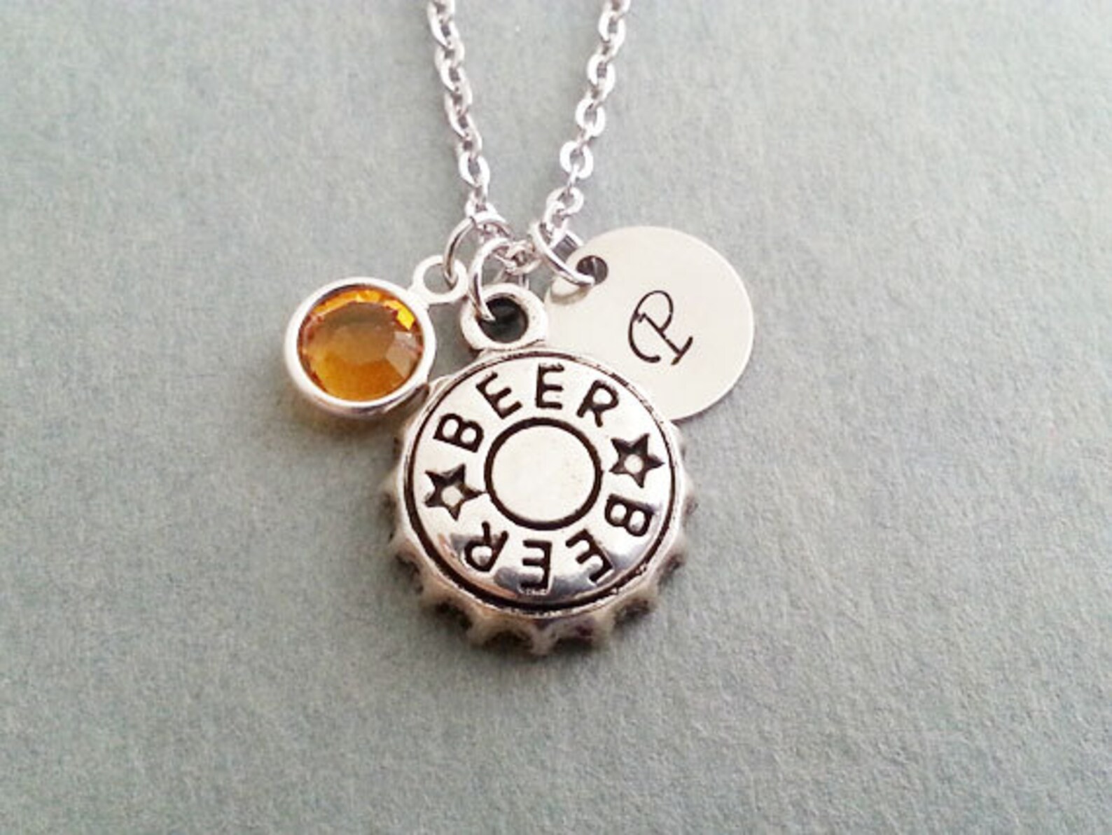 Beer Necklace. Beer Capsule Pendant. Silver Beer Charm. - Etsy