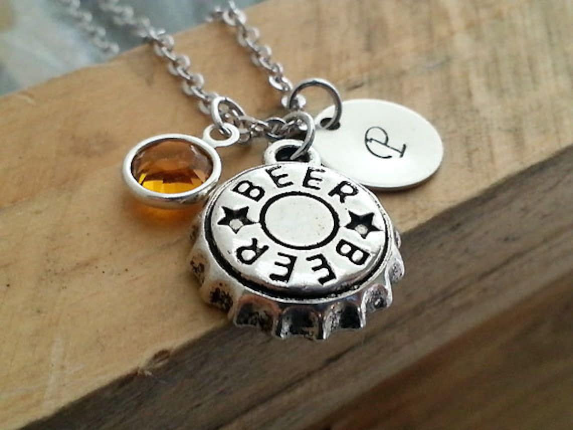 Beer Necklace. Beer Capsule Pendant. Silver Beer Charm. - Etsy