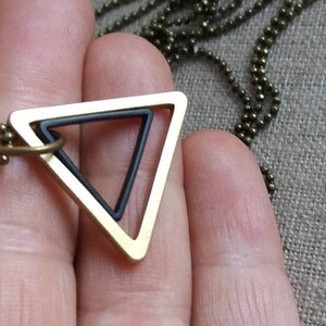 Brass Triangle Necklace. Double Triangle Necklace. Unisex Necklace ...