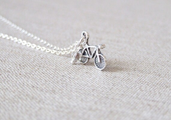 Silver Bike Necklace. Silver Bicycle Necklace. Tiny Bicycle. | Etsy