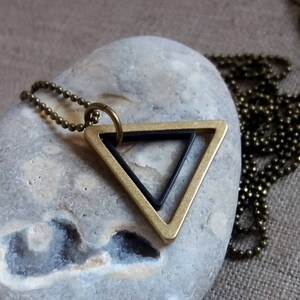 Brass Triangle Necklace. Double Triangle Necklace. Unisex Necklace ...