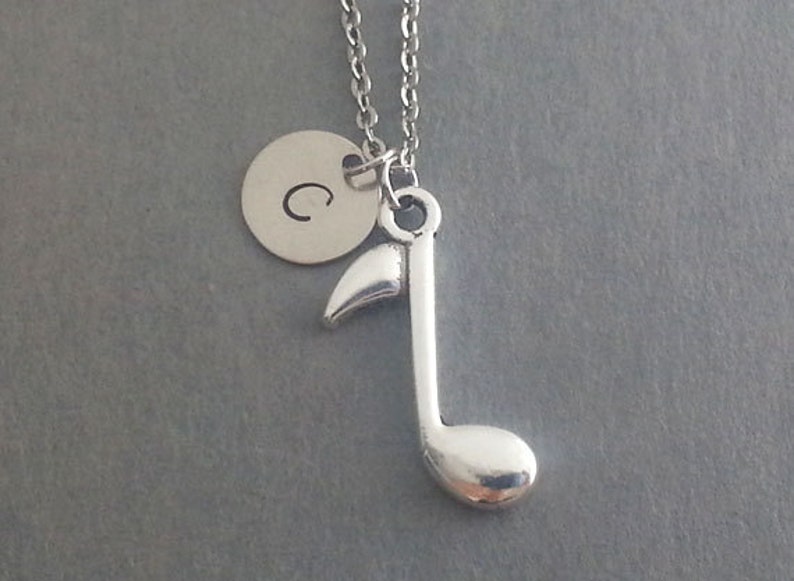 Silver Music Note Necklace. Initial Necklace. Music Note. | Etsy