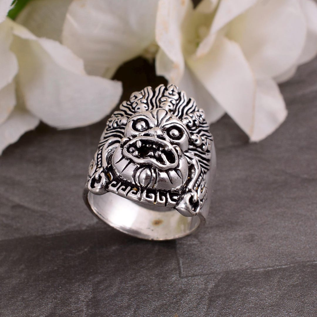 Tribal Monster Ring, Vintage Silver Statement Ring, Gothic Biker Ring ...