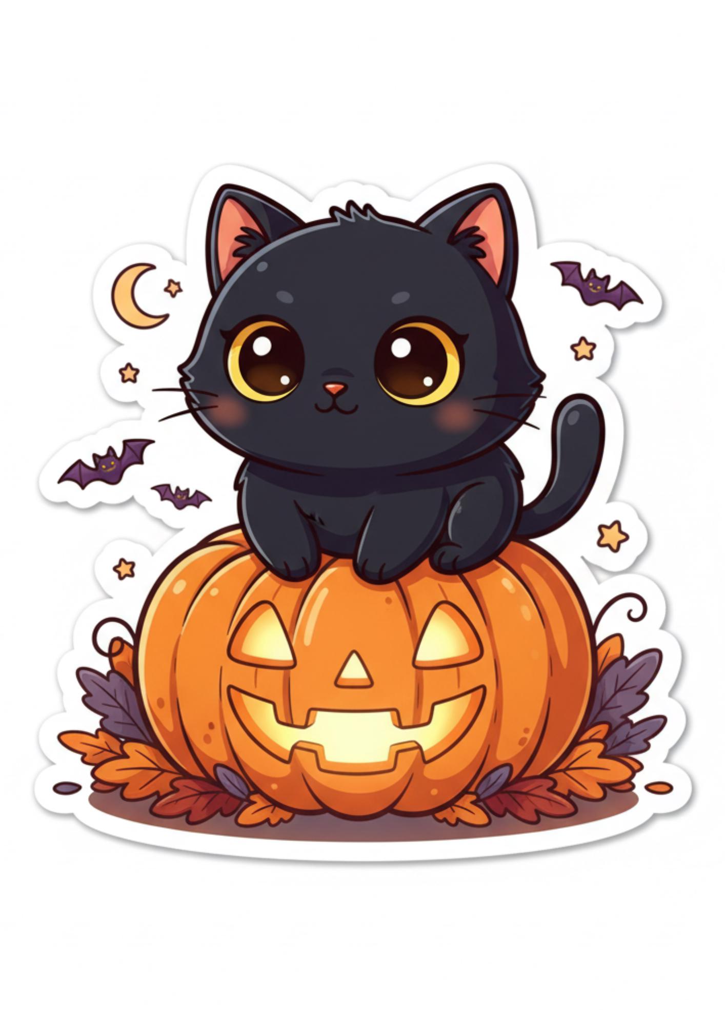 Halloween Cat Sticker Sheet: Witch Cats, Ghost Kitties, Pumpkin ...