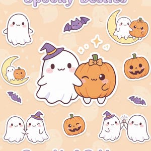 Halloween Cat Sticker Sheet: Witch Cats, Ghost Kitties, Pumpkin ...