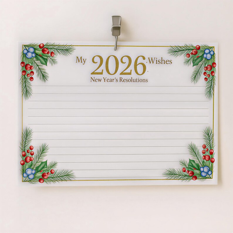 2026 New Year’s Resolutions Printable – My Wishes Planner Page ...